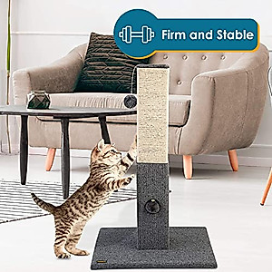 PAWBEE - 32" Cat Scratching Post - Tall Cat Scratching Posts for Indoor Cats - Sisal Rope Cat Scratchers - Cat Scratch Post for Small & Large Cats - Cat Post Tower with Jingle Bell Toy - Cat Scratcher