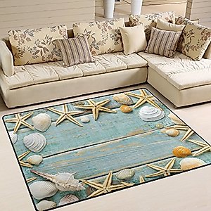 Cooper Girl Tropical Beach Seashell Area Rug Mat Carpet 6'8"x4'10" for Living Room Bedroom Dining Room