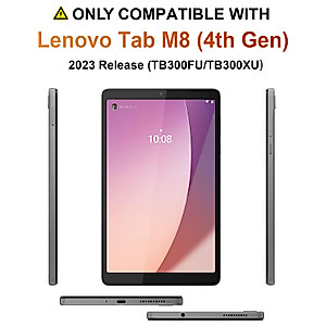 WESOROL Lenovo Tab M8 4th Gen Case 2023 Release,Kids Friendly Lenovo M8 Tablet 4th Case with Kickstand,Heavy Duty Protective Cover for Lenovo Tab M8 4th Gen Case 8.0 Inch (TB300FU/TB300FX) - Purple