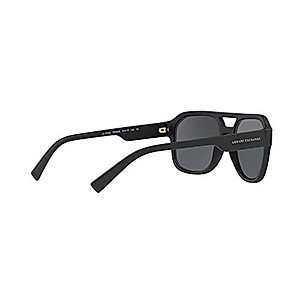 A|X ARMANI EXCHANGE Men's AX4074S Rectangular Sunglasses, Matte Black/Light Grey Mirrored/Black, 57 mm