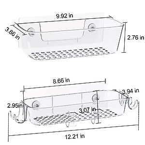 TZAMLI Shower Caddy, Adhesive Shower Organizer Rustproof Shower Shelf with Razor Holder and Hook, Shower Rack for Bathroom Storage (Clear, 2 Pack)