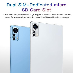 DAUZ 2 in 1 10.1 Inch Tablet, Tablet PC 8GB RAM 256 ROM 5.0 Blue 5G WiFi Front 8MP 100-240V for Android 12 for Work for Entertainment (US Plug)