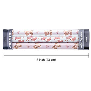 WRAPAHOLIC Baby Shower Wrapping Paper Roll - Mini Roll - 3 Rolls - 17 Inch X 120 Inch Per Roll - Butterfly Girl, Little Bear, Moon, Stripe Design for Kids