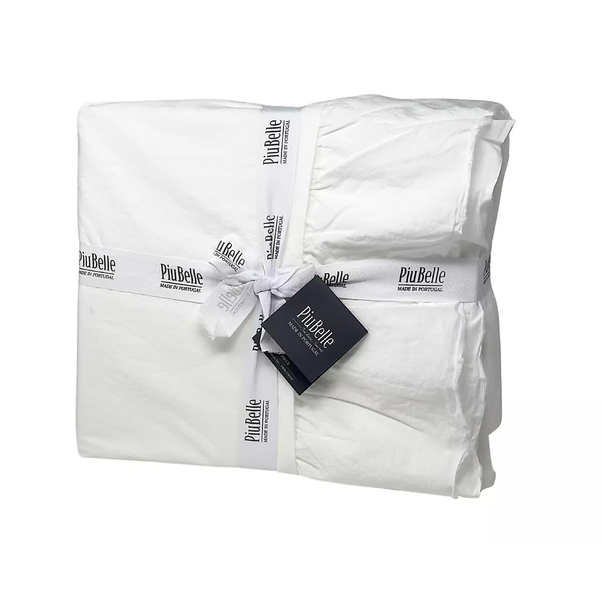 Piubelle Piu Belle Portugal Luxury Queen Size 3 Piece White Ruffle Duvet Cover Set Premium Quality 100% Cotton Shabby Chic Style