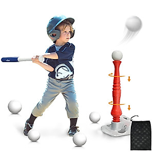 EagleStone T Ball Sets for Kids 3-5, 5-8, Tee Ball Set for Toddlers, Baseball Outdoor Toy Includes 6 Large Balls, Adjustable Teeball Batting Tee, Tball Games for Boys & Girls, Kids Ages 3-12 Years