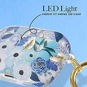 Rifle Paper Co. AirPods Pro 1 Case/AirPods Pro 2 Case Cover with Keychain [Wireless Charging Compatible] [Front LED Visible] Protective Cute Case for Apple Airpods Pro 2 / Pro 1 - Garden Party Blue