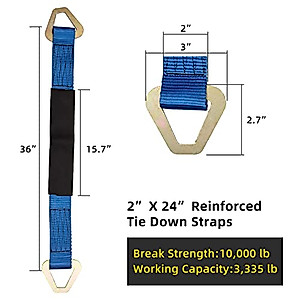 Axle Straps 10000 Lbs Break Strength 3335 Lbs Working Load Blue Car Axle Straps for Race Car Hauler Tow Truck 4x4 Off-Road,4 Pack (2 Inch by 24 Inch)