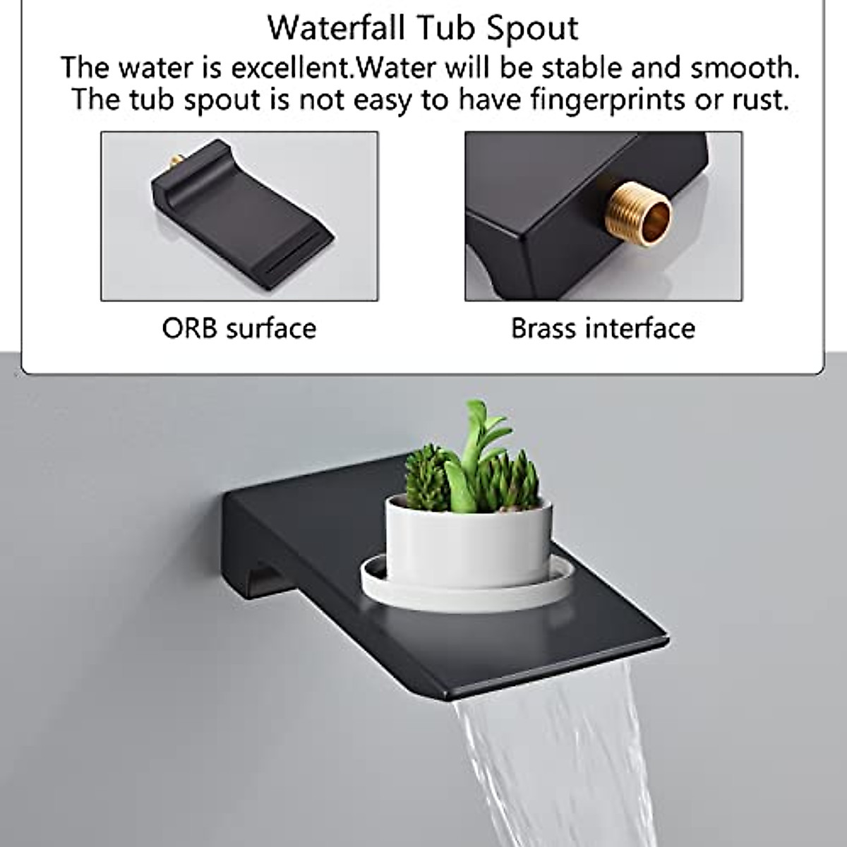 Arsuonta 8 Inch Square Black Shower Faucet Set with Tub Spout, Shower Combo System with 3-settings Touch Adjustment Handheld Showerhead High Pressure Balance Shower Valve Kit for Bathroom