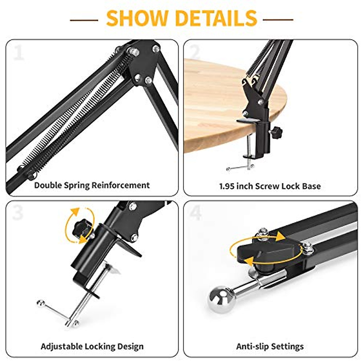 Cell Phone Holder, Phone Clip Holder Clamp for Desk,Universal Phone Stand Holder Mount Flexible 360° Rotation,Long Arm Bracket for 3.5-6.5in Phones Mobile Stand for Bed, Office, Kitchen