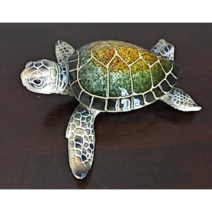 Green Tree Products Sea Turtle Resin Figurine, Indoor Outdoor Decor, 6.25 Inches Wide