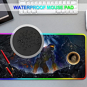 Mouse Pads Halo Mouse Pad Gaming RGB LED Computer Pad Large Gaming Gamer Game Laptop Notebook PC Desk Mat,35.43 inch x15.74 inch