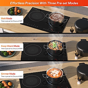 Empava Double/Dual Induction Cooktop 2 Burner, Shatter-proof Flat Glass Top, 18 Levels from 120°F to 460°F, 3 Preset Mode, Bulit-in/Countertop, 110~120 Volt Plug in Electric Stove for Kitchen, RV