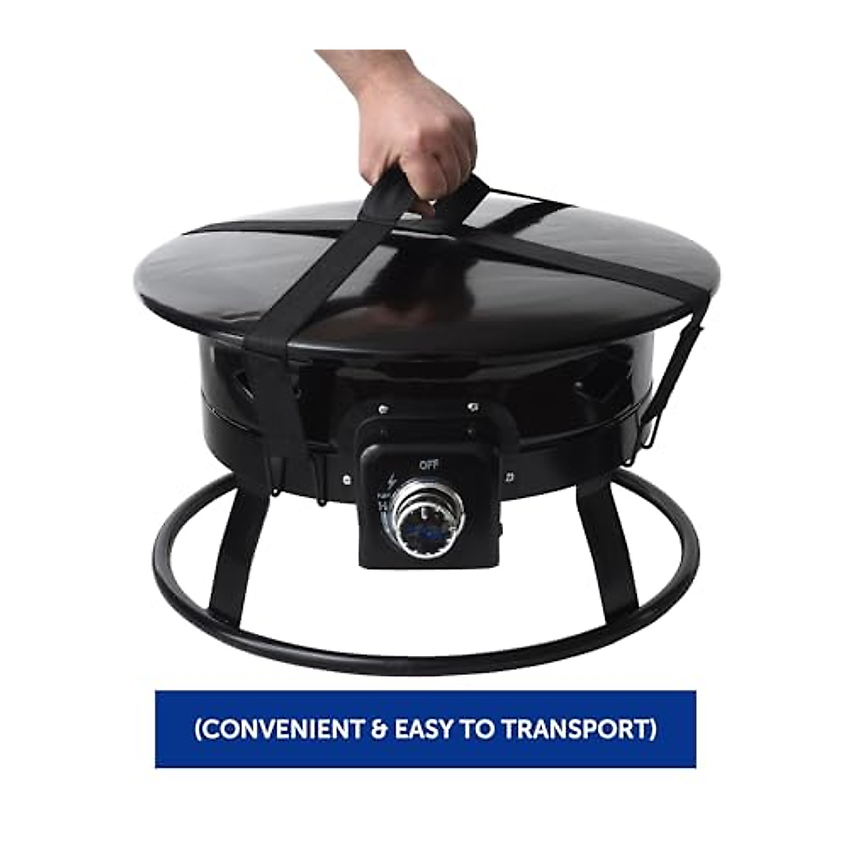 Flame King Smokeless Propane Fire Pit, 19-inch Portable Firebowl, 58K BTU with Self Igniter, Cover, & Carry Straps for RV, Camping, & Outdoor Living