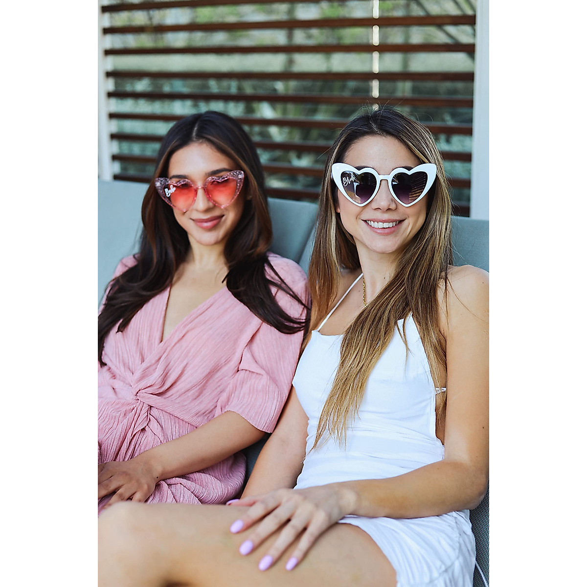 Effortless Events 7-Pack Bride Sunglasses, Bridesmaid Sunglasses, White & Pink