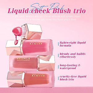 KIMUSE Soft Cream Blush Makeup, Liquid Blush for Cheeks, Weightless, Long-Wearing, Smudge Proof, Natural-Looking, Dewy Finish