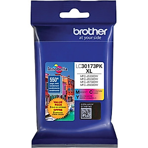 Brother Printer LC30173PK High Yield XL 3 Pack Ink Cartridges- 1 Ea: Cyan/Magenta/Yellow Ink