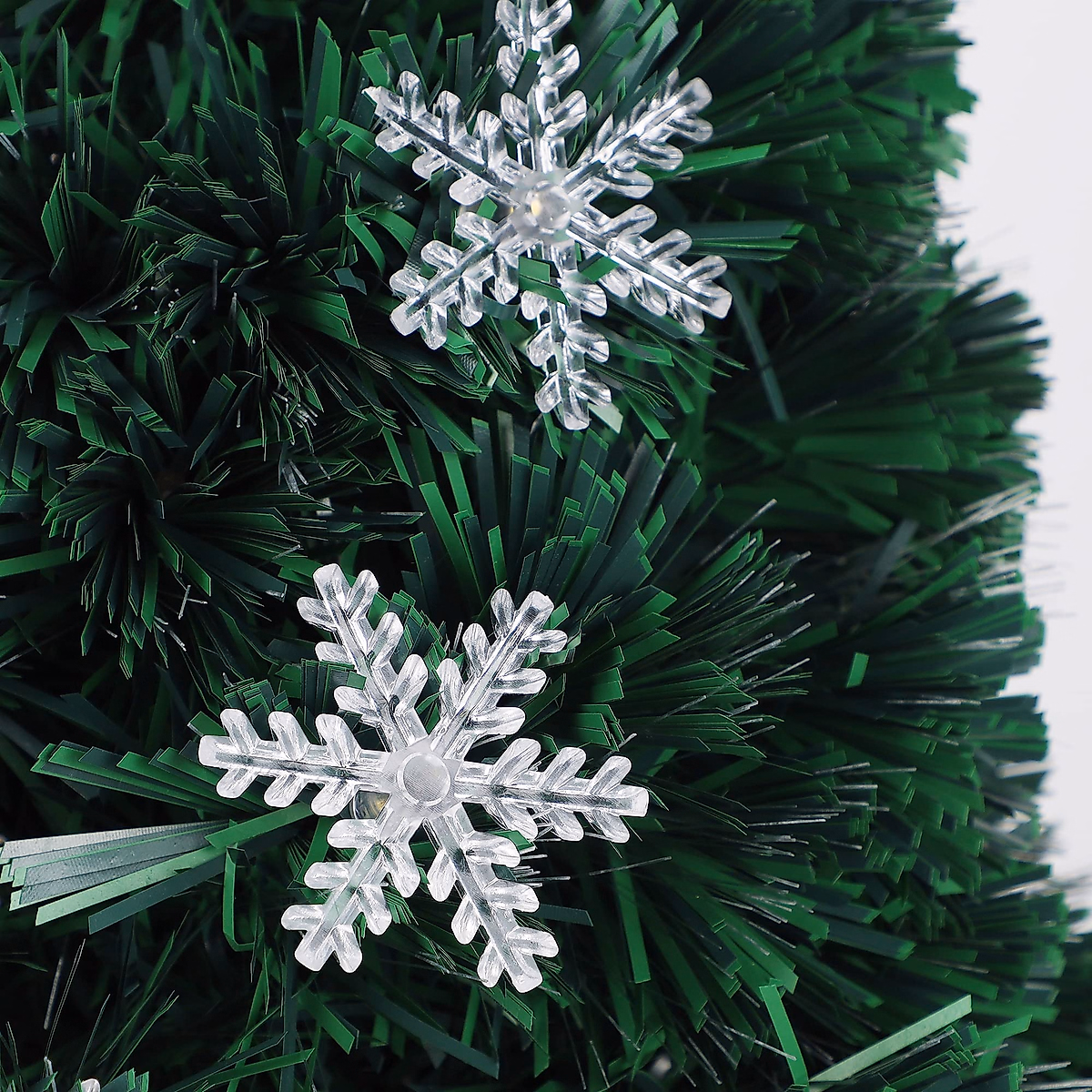 Juegoal 3 FT Pre-Lit Artificial Christmas Tree, 2 Pack Lighted Optical Fiber Entrance Tree in Gold Urn Base with Lights, 8 Lighting Modes, 110 Branch Tips Front Door Porch Entryway Holiday Home Decor