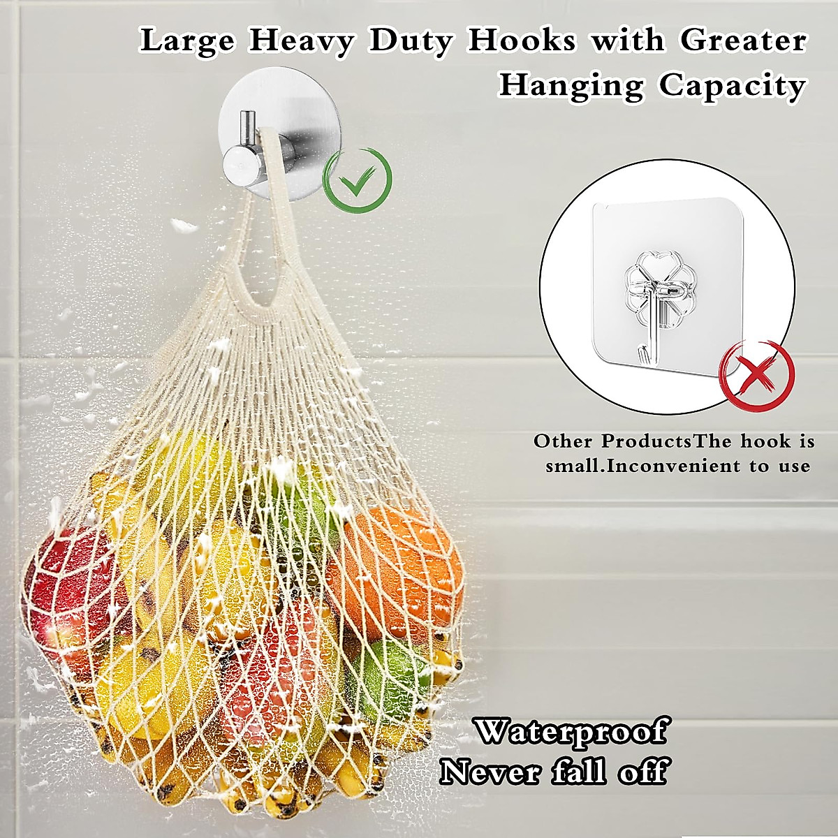 COMNICO 4 Pack Adhesive Hooks Heavy Duty Stick Towel Holder Hook Waterproof Stainless Steel Wall Hangers for Coats Keys Towel Robes Home Bathroom Kitchen Classroom Office (Silver)