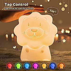 JADENS Cute Night Light for Kids – Paint Free Silicone Lion LED Nightlight, Nursery Lamp with Timer, for Toddler, Baby, Girls, Boys, Children Gift, Bedroom