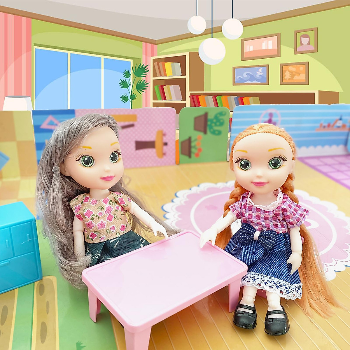 JING SHOW BUSSINESS 5 Sets Doll Clothes for 6 inch Mini Doll ，Include 5 Pieces Girl Mini Dolls, 5 Sets Handmade Doll Clothes and 5 Pairs of Doll Shoes