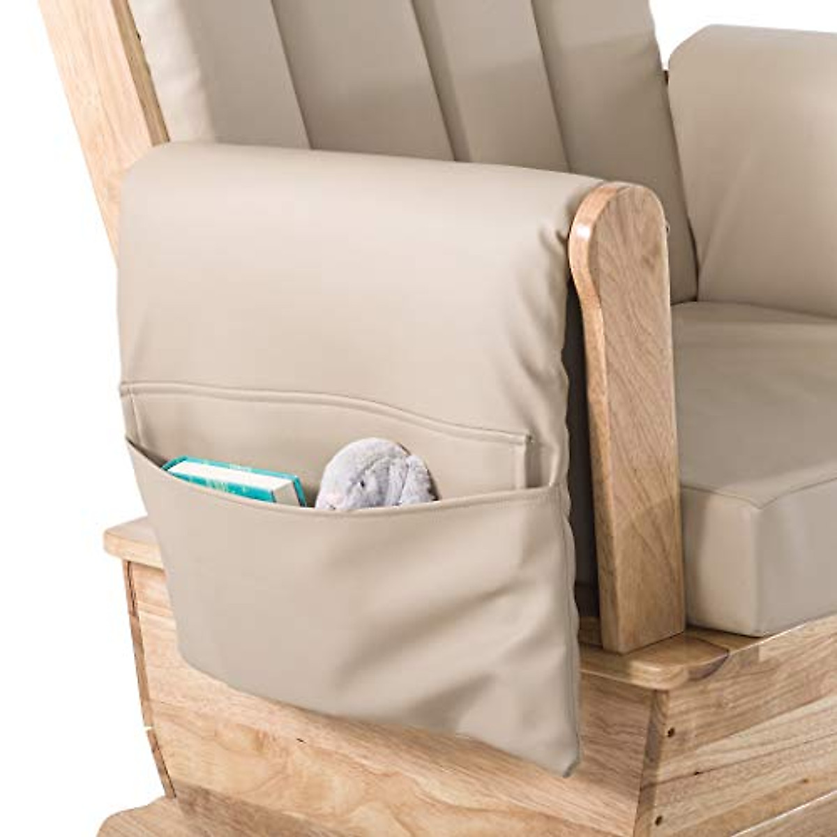 Foundations SafeRocker Standard Glider Rocker with Wood Base with Vinyl Cushion, Easy to Clean (Tan Vinyl)