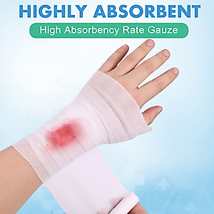 LotFancy Gauze Bandage Roll, 48-Count Gauze Wrap, 4" x 4 Yards Stretched, Conforming Gauze Rolls, Medical Wound Care Supplies for First Aid