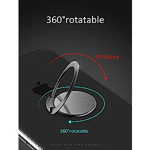 World's Slimmest Phone Ring Holder,Attom Tech Ultra Thin Cell Phone Ring Stand for Magnetic Car Mount Hook - Compatible for iPhone X 8 7 Plus 6S 6 5s 5 SE,Galaxy S8 S7 S6 Edge,Note 8 5 (Black)