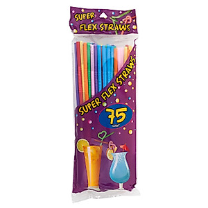 LaMi 75 Super Flex Straws, Plastic Assorted Colors