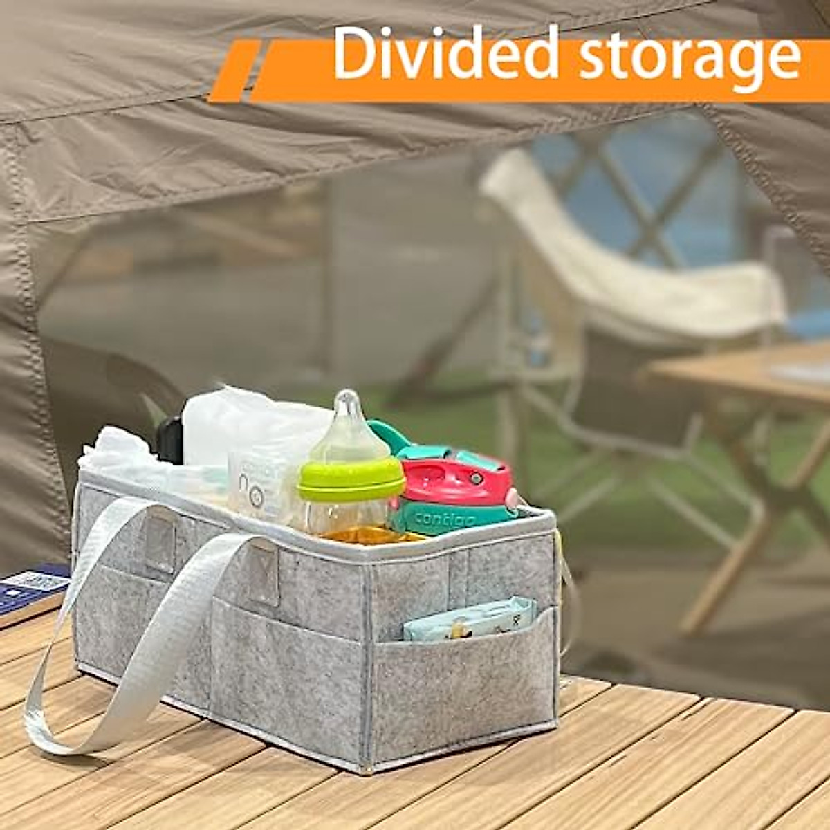 Anysiny Baby Diaper Caddy- Portable Toddler Diaper Stackers & Caddies Nursery Storage Bin and Car Organizer for Diapers and Baby Wipes, Collapsible Newborn Caddies Car Travel Baby Shower Basket
