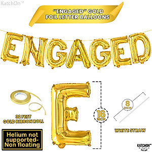 KatchOn, Gold Letter Engaged Balloon with Huge Diamond Ring Balloon - Pack of 2 | Gold Engagement Balloons for Engagement Party Decorations | Diamond Balloons for Wedding, Bridal Shower, Engaged Decor