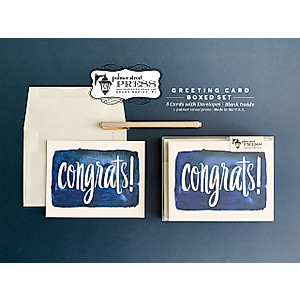 Palmer Street Press Congrats! Inky Navy Congratulations Cards - Set of 8 Congratulations Greeting Cards And 8 Envelopes - Congratulations Graduation Card - Designed, Printed and Packaged in the USA