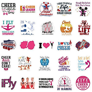 Cheer Stickers | 50pcs Waterproof Cheerleading Stickers, Cheer Vinyl Decal for Water Bottle Laptop Megaphone Bike Scrapbooking, Bulk Cheerleading Gifts for Cheerleaders Teens Boys and Girls