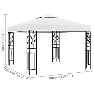 Gazebo,Outdoor Gazebo, Hardtop Gazebo,Backyard Gazebo,Patio Gazebo,Party Tent,Frame with Ornate Floral Details,for Patio,Backyard,Garden,Lawns,Outdoor,9.8'x9.8' White 0.6 oz/ft²