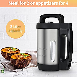 Potlimepan Soup Maker Machine 2 L, 8 in 1 Multi-Funcation Soup and Smoothie Maker with Led Control Panel, Stainless Steel Hot Soup Maker Electric, Makes 3-6 Servings Smart Living for Home Commercial Use Black