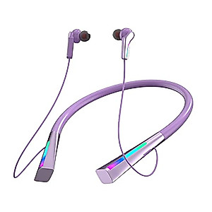 Cagogo RGB Atmosphere Light in Ear Wireless HiFi Sports Bluetooth Headset Neckband Bluetooth 5.3 Headphones Active Noise Reduction Ear Buds USB Rechargeable 50H Long Playtime