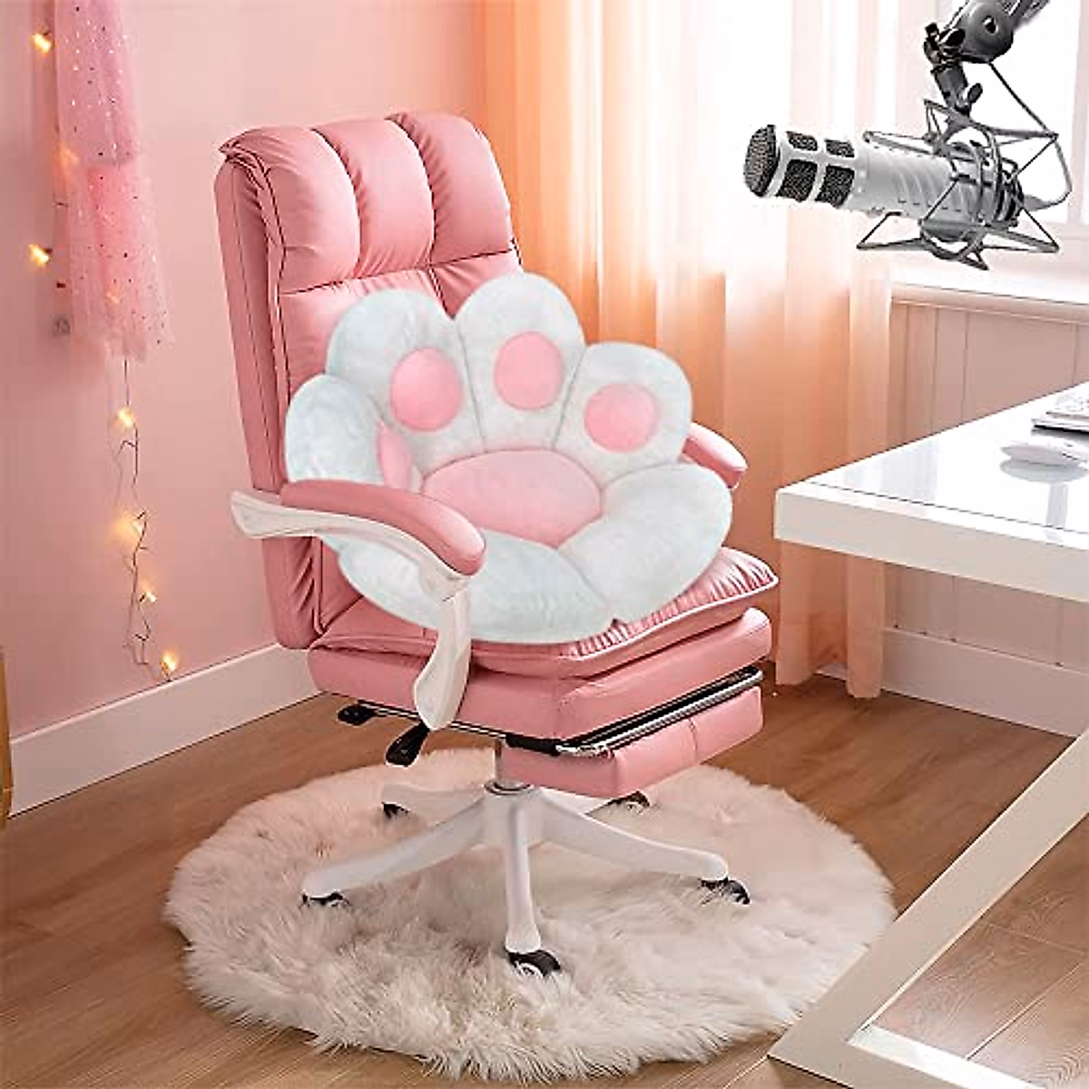 MOONBEEKI Cat Paw Cushion Chair Comfy Kawaii Chair Plush Seat Cushions Shape Lazy Pillow for Gamer Chair 28"x 24" Cozy Floor Cute Seat Kawaii for Girl Worker Gift, Dining Room Bedroom Decorate White