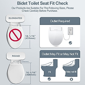 ZMJH A201DS Electronic Smart Bidet Toilet Seat,Self Cleaning Hydroflush,Hybrid Heating,Heated Dryer,Nightlight,Vortex Wash, remote control (Round)
