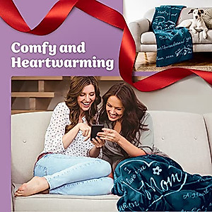 Gifts for Mom from Daughter, Mom Gifts, Mom Blanket from Daughter, Gifts for Anniversary Mom Birthday Gifts, I Love You Mom Blanket, Throw Blanket 65" × 50" (Coral Blue)