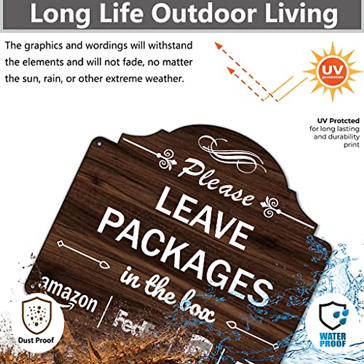 Please Leave Packages In The Box Signs 12 x 12 Inches Package Delivery Sign Metal Reflective Sturdy Rust Aluminum Waterproof Durable Ink Easy to Install Outdoor