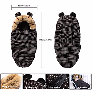 YOURCARE Stroller Footmuff Universal Baby Stroller Bunting Bags, Winter Thicken Warm Pram Footmuffs, Weatherproof Baby Sleeping Bag for Strollers, Pushchairs, Prams, Car Seat, 0-2 Years (Brown)