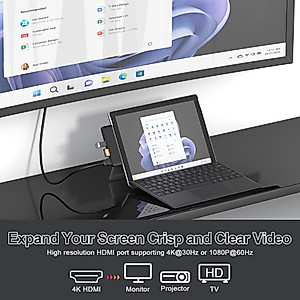 Surface Pro 9/Pro 11 Hub Docking Station Multi Port 6-in-2 with Thunerbolt4 USBC 4K Display 40Gbps Data PD Charging | HDMI | USB3.0 | microSD TF SD Card Reader for Microsoft Surface Pro 9/10/11/X
