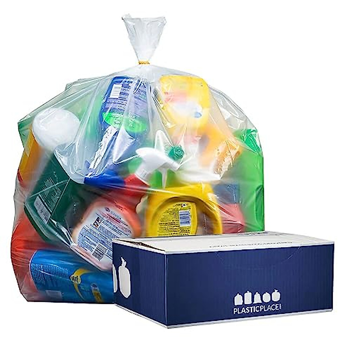 Plasticplace 55-60 gallon Trash Bags │ 1.5 Mil │ Clear Heavy Duty Garbage Can Liners │ 38” x 58” (50Count)