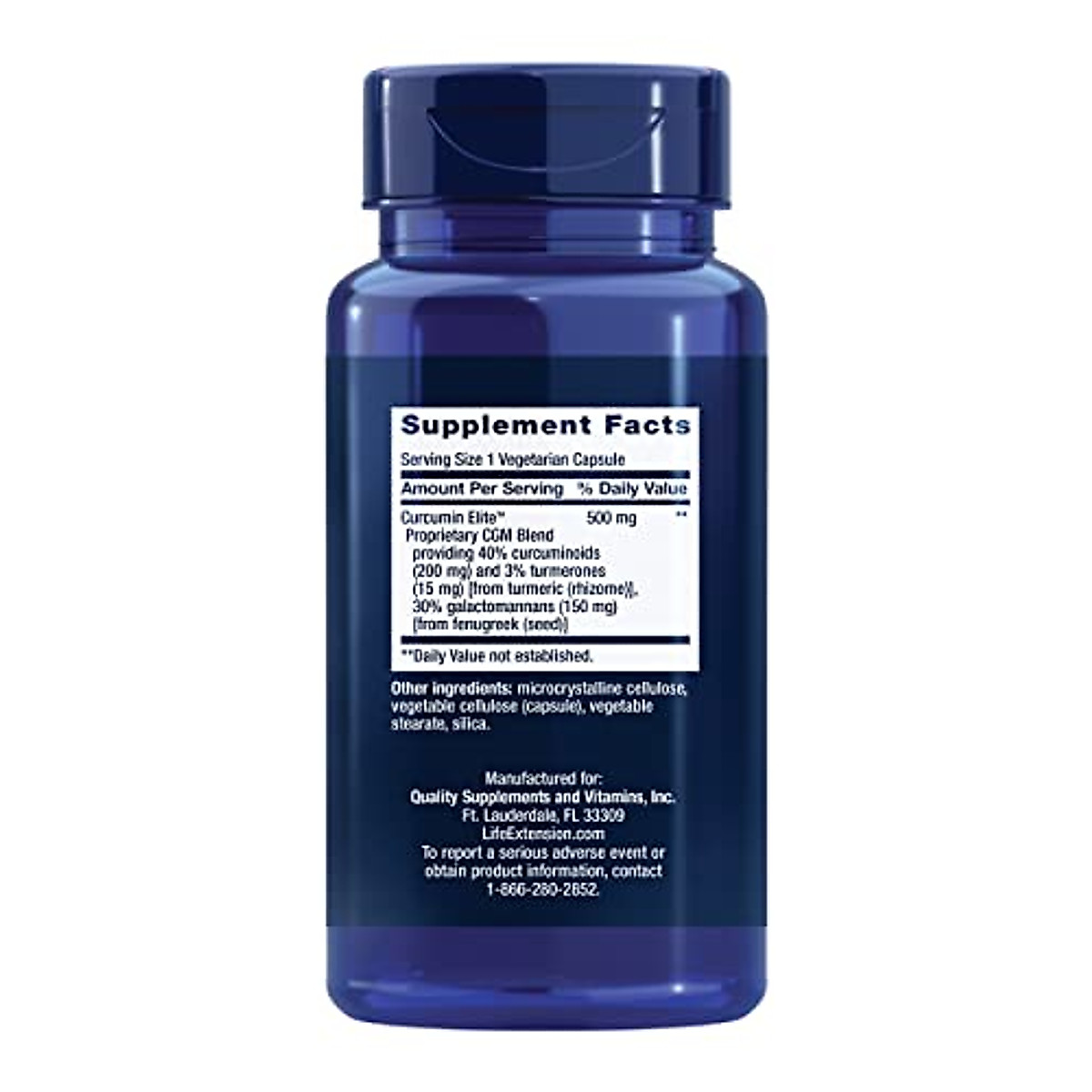 Life Extension Curcumin Elite Turmeric Extract – 270x Better Absorption Than Standard Curcumin, Support A Healthy Inflammatory Response, Gluten Free, Non-GMO, Vegetarian—30 Vegetarian Capsules