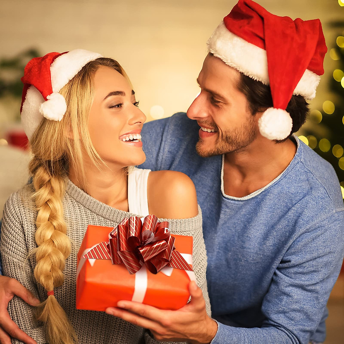 Christmas Gift Wrap Bows, Pull Bows with Ribbon for Gift Wrapping, 24 Pcs Foil Bows Assorted Patterns, Vintage Decoration for Holiday Present, Baskets, Bottle, Book, Bouquet(Easy to Assemble) (24)