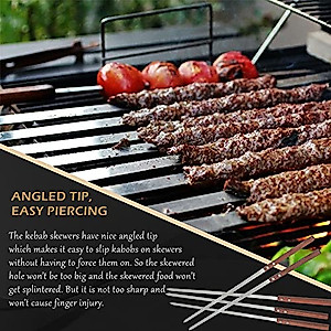 12 Pack Stainless Steel BBQ Skewers 1" Wide for Shish Kebab, Grill, Koubideh, Brazilian Style BBQ 23 Inch Long