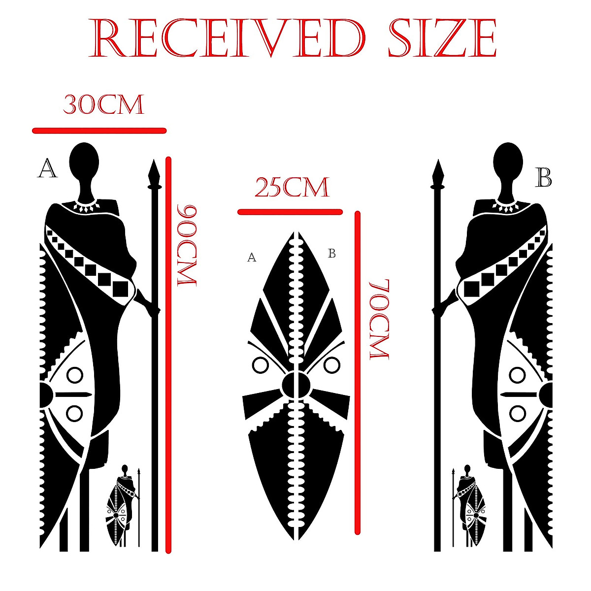 Karomenic Two African Woman Guard Art Removable Wall Stickers for Living Room Kids Bedroom Home Decor Vinly Waterproof Decals