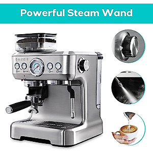 CASABREWS Espresso Machine With Grinder, Professional Espresso Maker With Milk Frother Steam Wand, Barista Espresso Coffee Machine With Removable Water Tank, Used