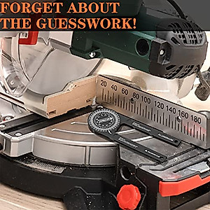 VOLCANOES CLUB Aluminum Angle Finder Gauge- 7’’ Miter Saw Protractor with Precision Laser Scales for Crown Molding - Rust Proof Woodworking Cutting Guide Tool for Carpenters, Plumbers, Building Trades