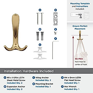 Amerock HBX37013CZ | Finesse Triple Prong Decorative Wall Hook | Champagne Bronze Hook for Coats, Hats, Backpacks, Bags | Hooks for Bathroom, Bedroom, Closet, Entryway, Laundry Room, Office
