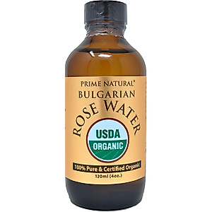 Rose Water Spray 4oz/120ml - USDA Certified Organic - Facial Toner, Hydrating Mist for Face & Hair - Bulgarian, 100% Pure, Natual, Preservative-Free, Moisturizer from Fresh Rose Petals